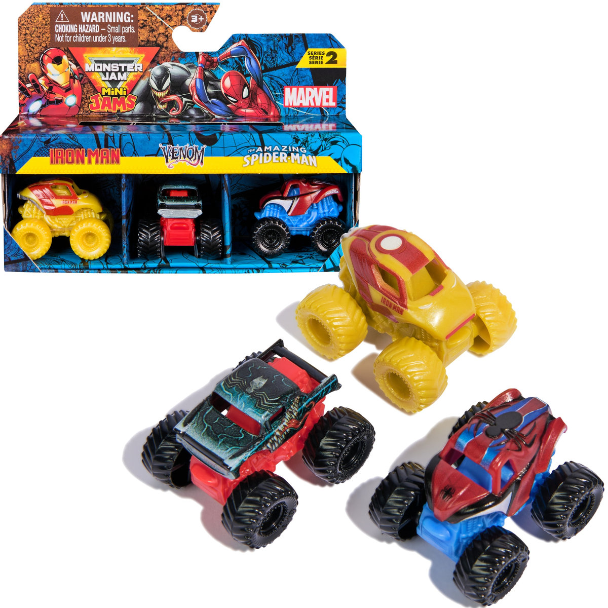 Monster Jam zestaw 3 auta Mini Jams Marvel Iron Man Venom Spiderman ...