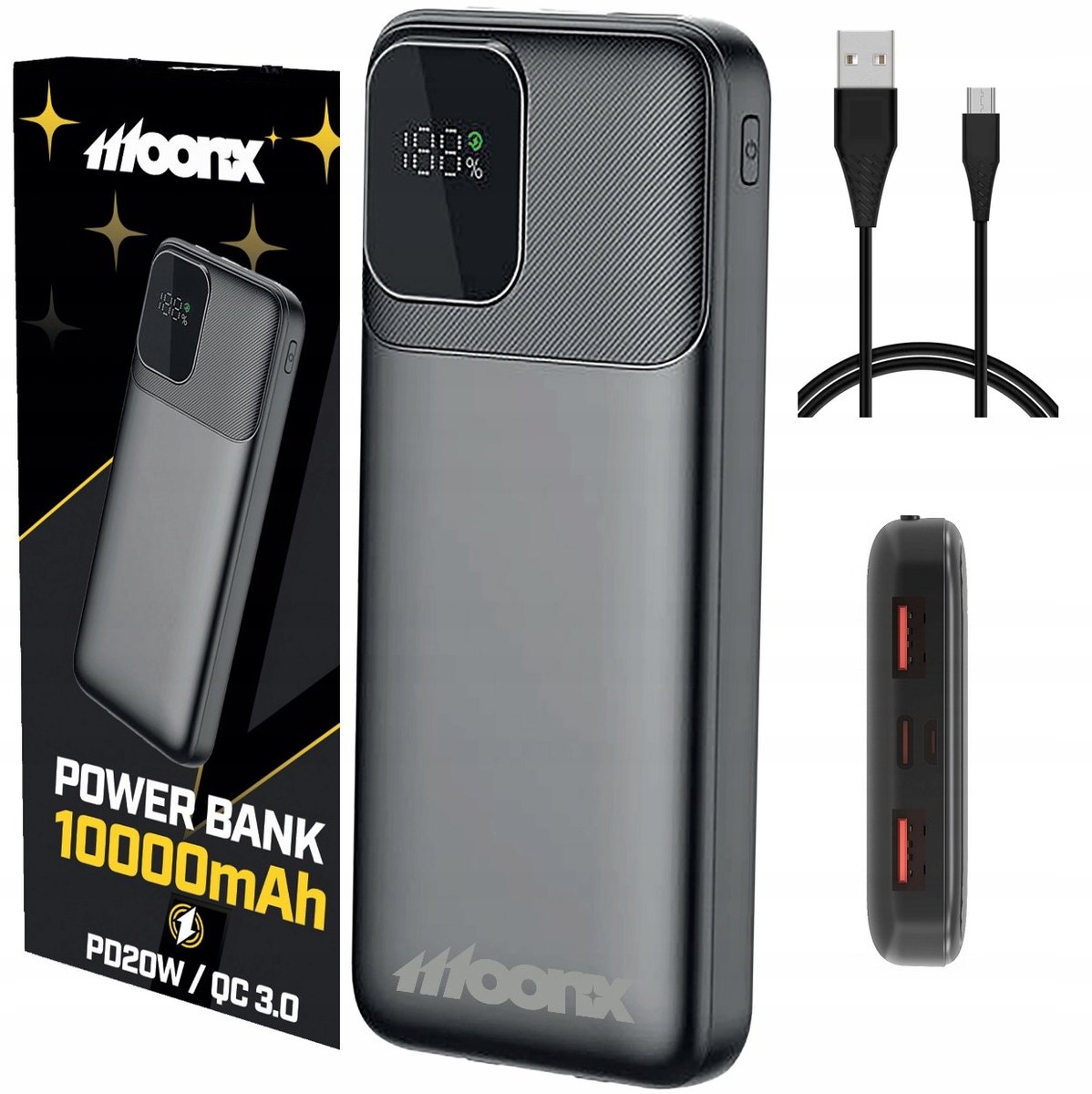 MOONX POWERBANK 10000 MAH 22,5W USB-C USB QC 3.0 SZYBKI MOCNY Z EKRANEM LED - Inna marka | Sklep ...