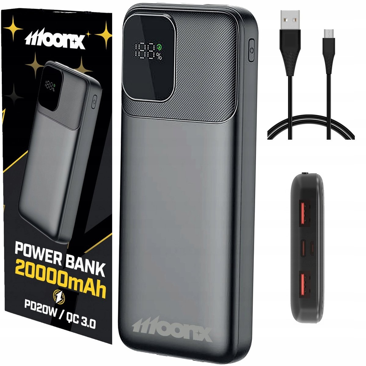 MOONX POWERBANK 20000 MAH 22,5W USB-C USB QC 3.0 SZYBKI MOCNY Z EKRANEM LED - Inna marka | Sklep ...