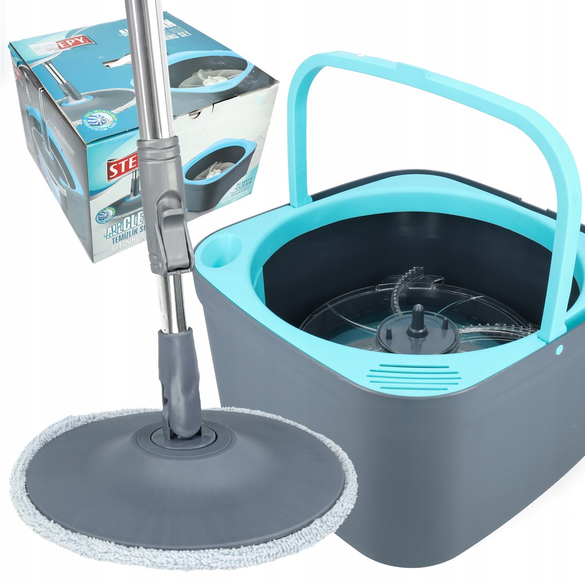 Mop Obrotowy Rotacyjny z Wiadrem Dwukomorowy Stepy All Clean - Inna ...
