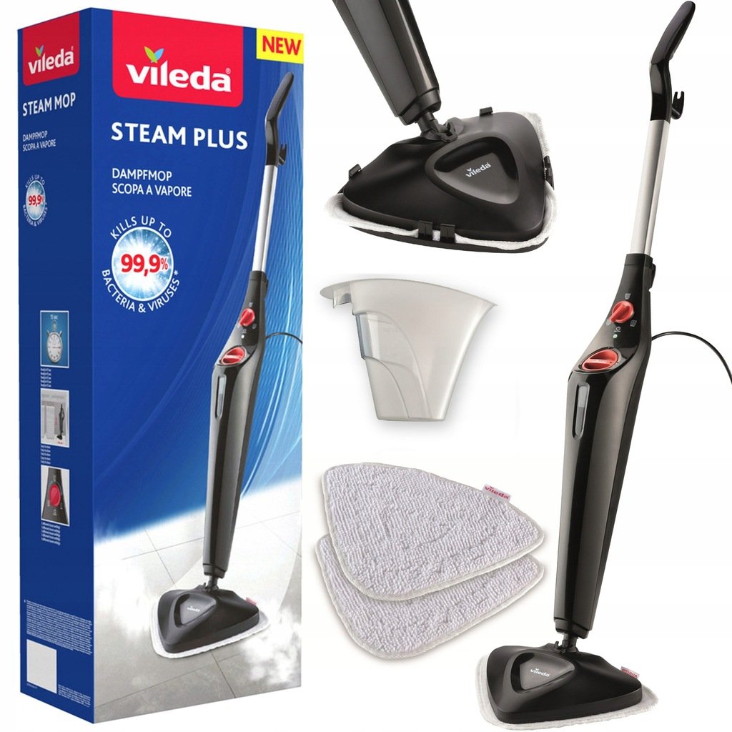 MOP PAROWY VILEDA Steam Plus ELEKTRYCZNY MOP DO PODŁOGI NAKŁADKI 1550W ...