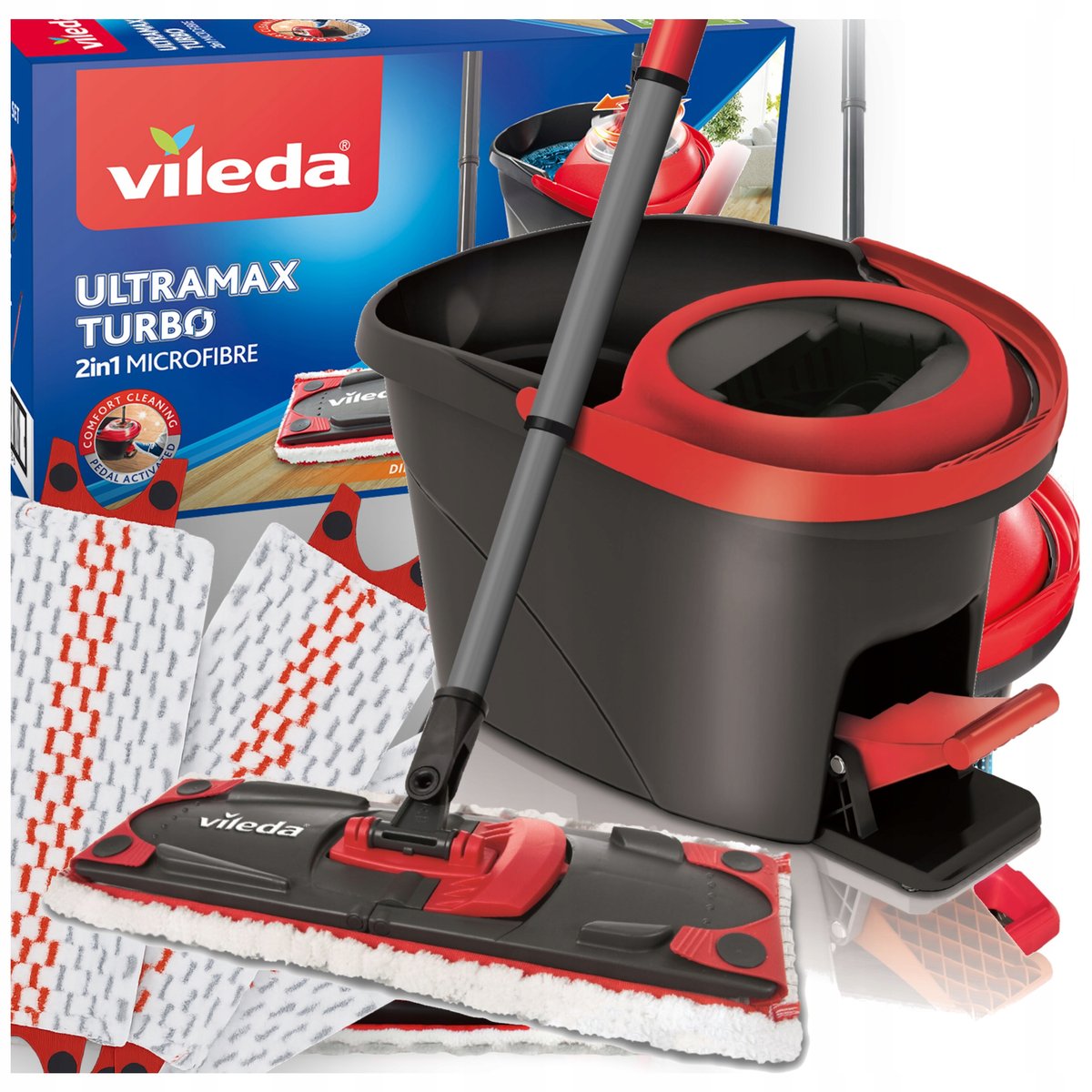 MOP PŁASKI VILEDA OBROTOWY Z WIADREM Easy Wring Ultramax ZESTAW ...