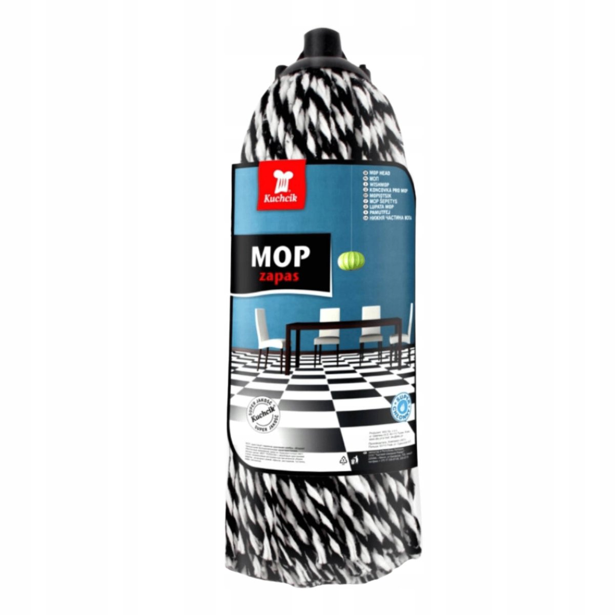 Mop Sznurkowy Aku Zebra Do mycia podłóg NAWIESZCHNI CZARO BIAŁE FRĘDZLE ...