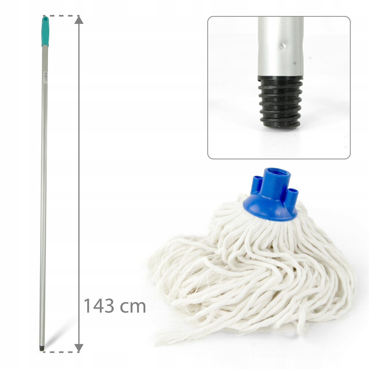 Mop sznurkowy cięty TTS 350 g + Kij aluminiowy z gwintem 140 cm ZESTAW ...