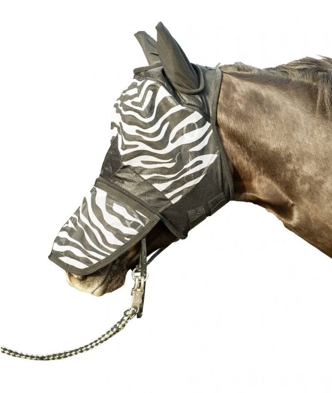 Moskitiera z/uszami+nos HKM Zebra kolor: czarny/biały, rozmiar: PONY ...
