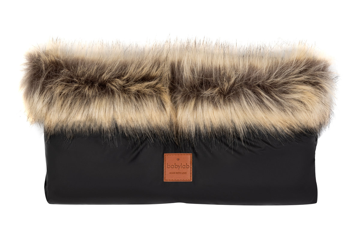 Mufka do wózka czarna z futerkiem - Babylab | Sklep EMPIK.COM