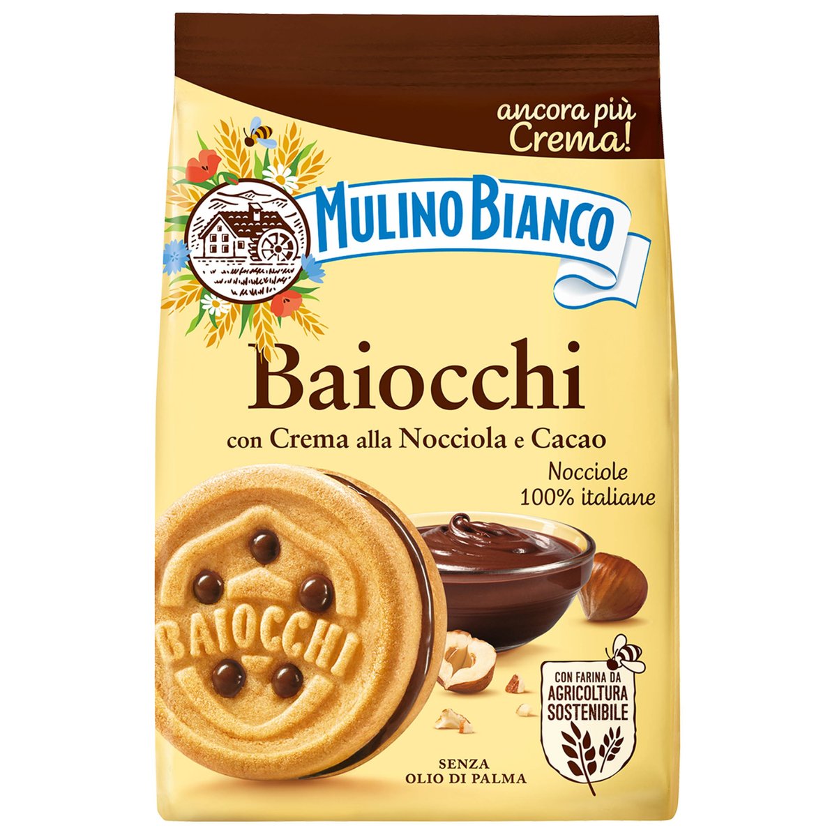MULINO BIANCO Baiocchi - kruche ciastka z kremem z orzechów laskowych i kakao 260g 6 paczek ...