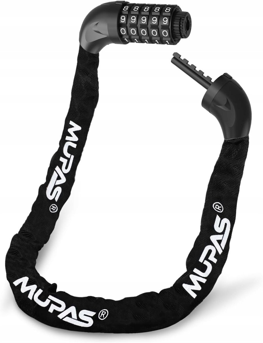 MUPAS Zapięcie Rowerowe 5-Cyfrowe Szyfr Łańcuch Stalowy Antykradzież ...