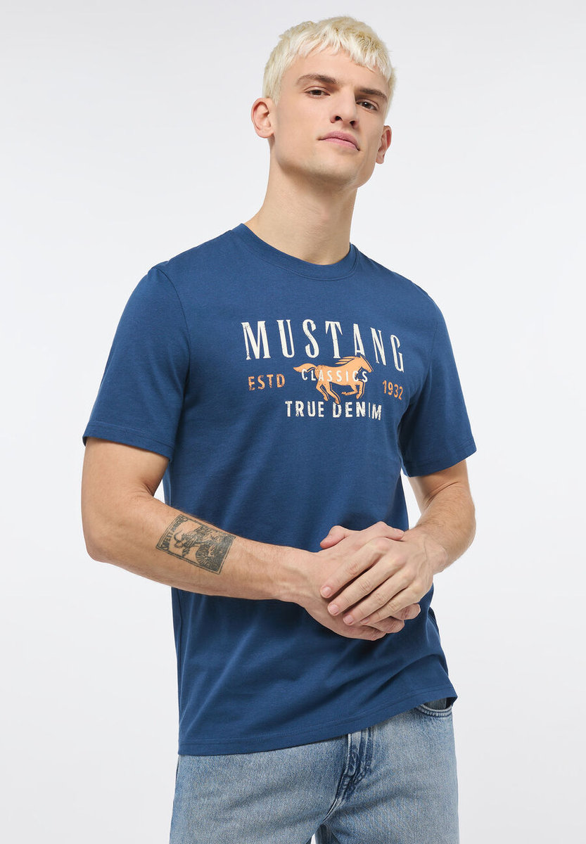 Mustang Alex C Print Męski T-Shirt Koszulka Logo Nadruk Insignia Blie ...