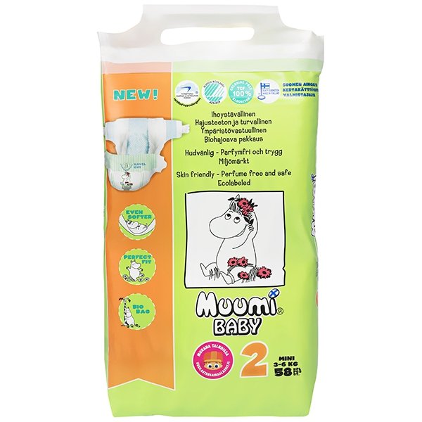 Muumi Baby, Pieluchy jednorazowe 2, 3-6 kg, Mini, 58 szt. - Muumi ...