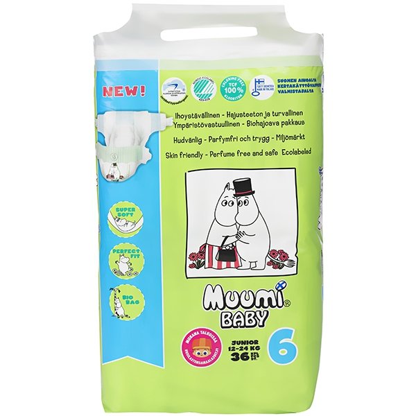 Muumi Baby, Pieluchy jednorazowe 6, 12-24 kg, Junior, 36 szt. - Muumi ...