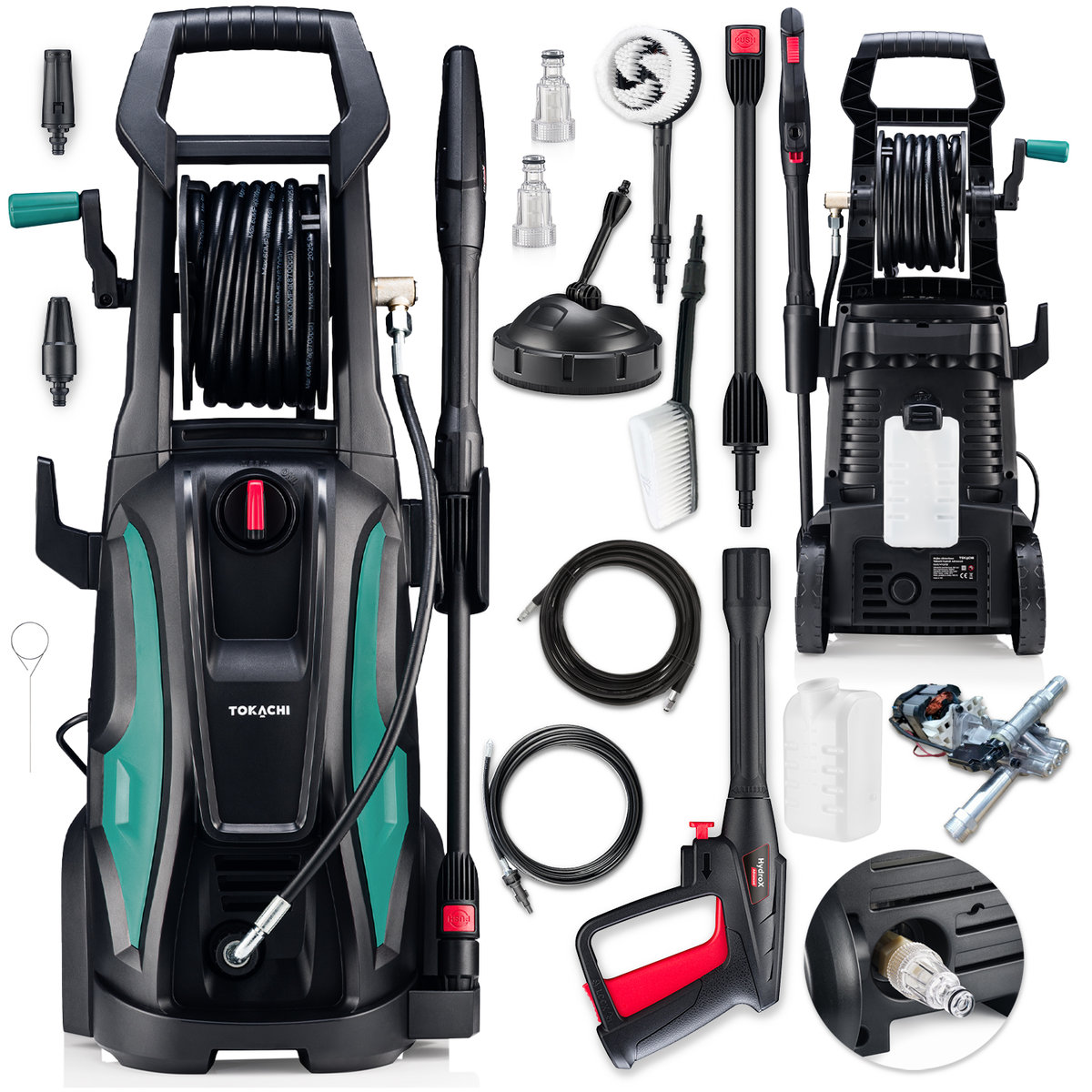 Myjka ciśnieniowa 2400W mocna pompa metalowa pro 180 bar turbodysza duży zestaw - Tokachi ...