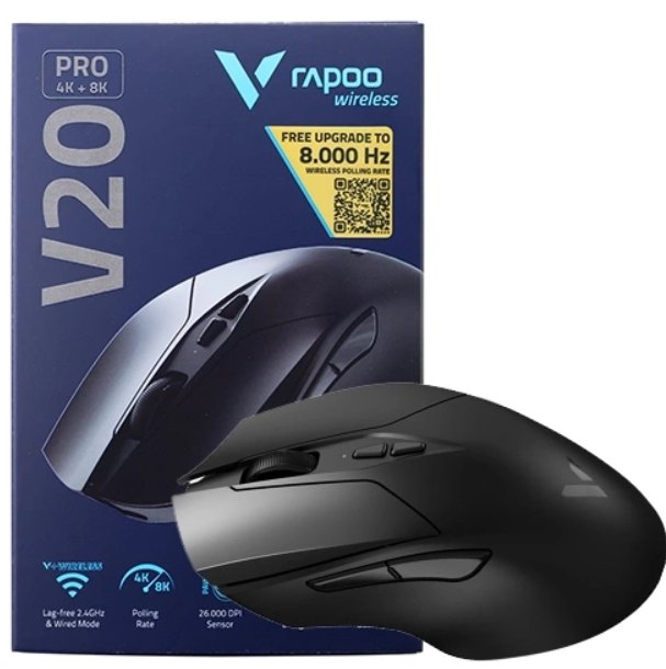 Myszka Gamingowa Rapoo V20 Pro 26K DPI Lekka RGB Czarna Bezprzewodowa ...