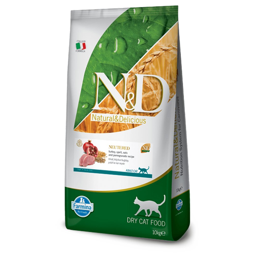 N&D Ancestral Cat Turkey Spelt Oats Pomegranate Neutered Adult 10kg ...