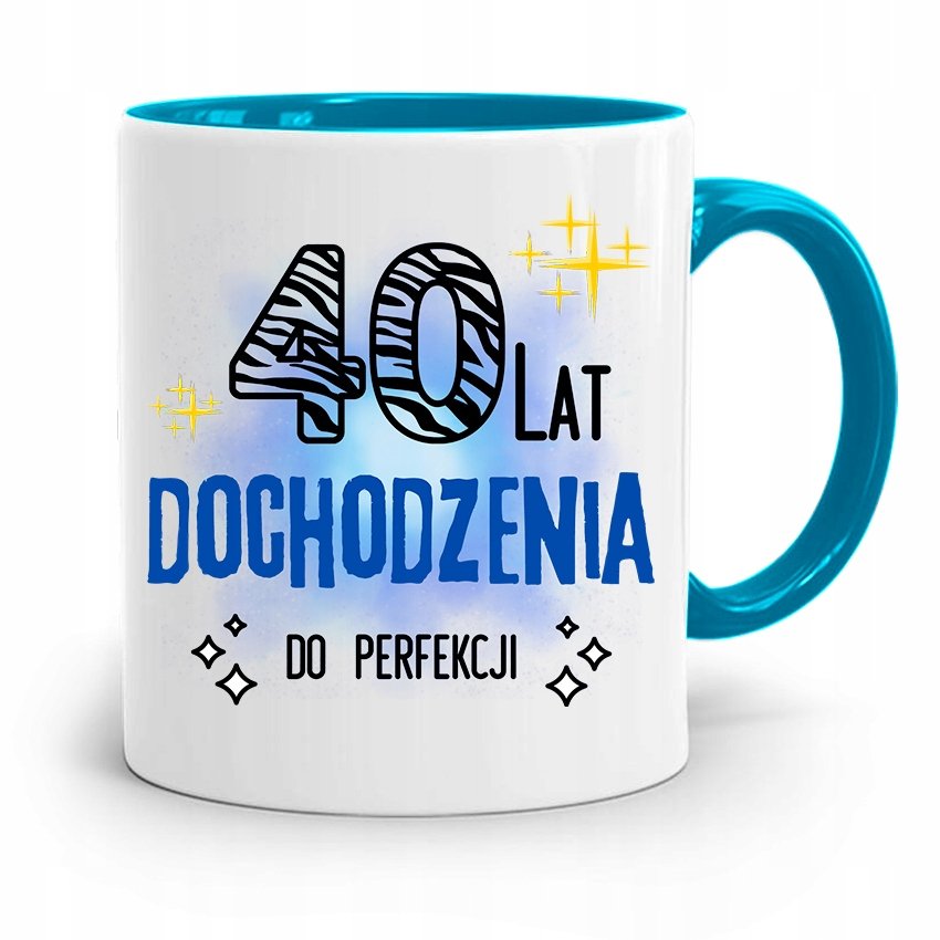 NA URODZINY 40 40te 40-te KUBEK BŁĘKITNY PREZENT z Nadrukiem ze Zdjęciem - PoliDraw | Sklep ...
