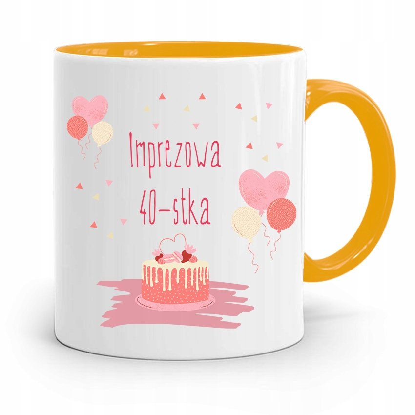 NA URODZINY 40 40te 40-te KUBEK ŻÓŁTY PREZENT z Nadrukiem ze Zdjęciem - PoliDraw | Sklep EMPIK.COM