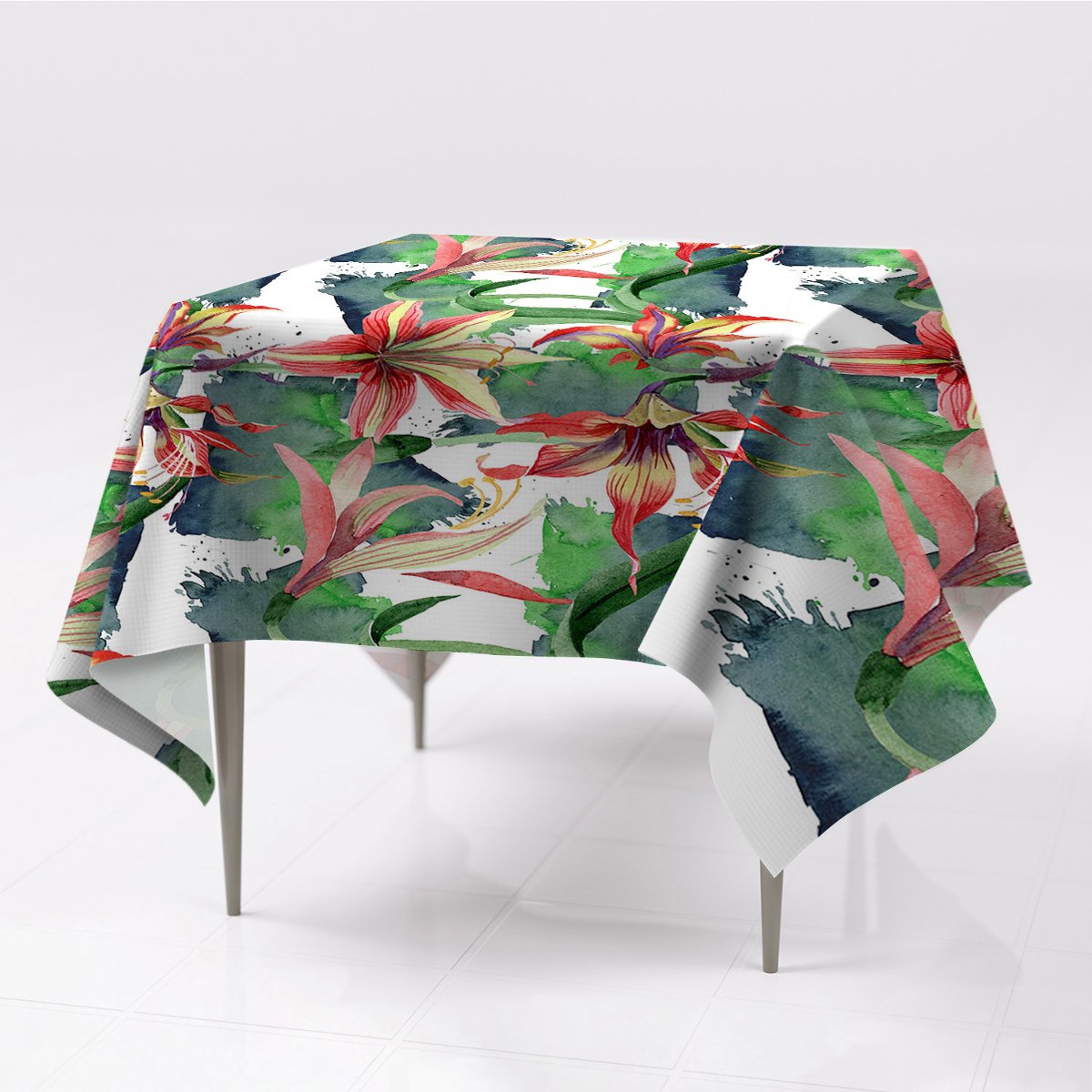 Nadruk gładki obrus na stół Kwiat Zwartnica wzór, Fabricsy, 150x150 cm ...