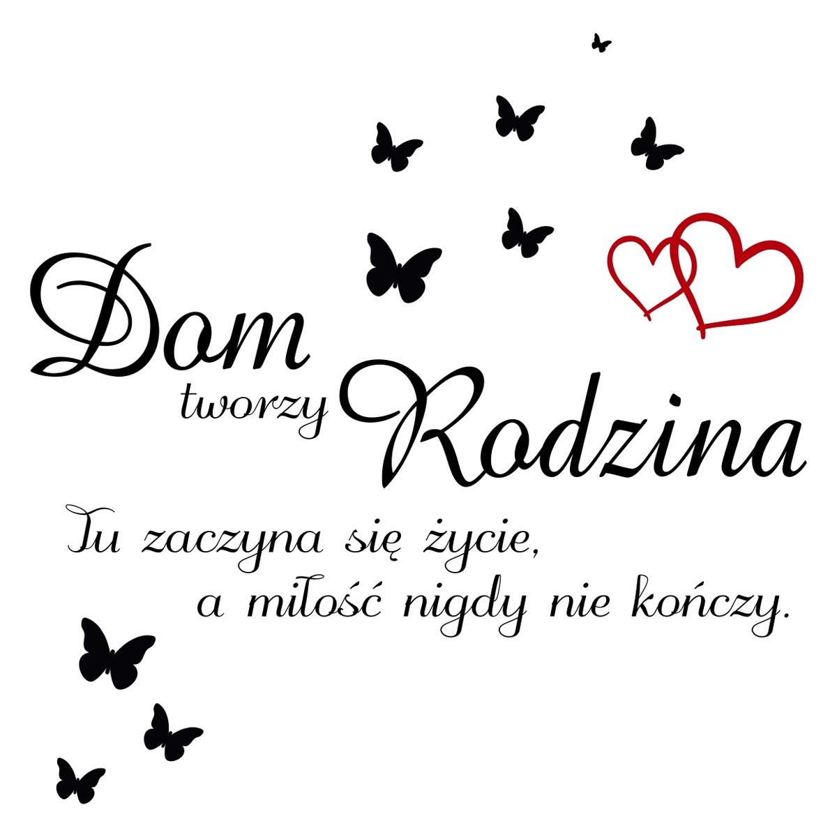Naklejka cytat na ścianę ścienna DOM tworzy RODZINA cytaty czerwone ...