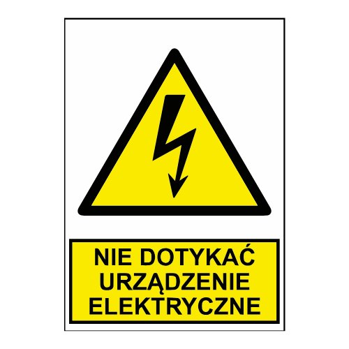 Naklejka informacyjna UWAGA URZĄDZENIE ELEKTRYCZNE ostrzegawcza ...