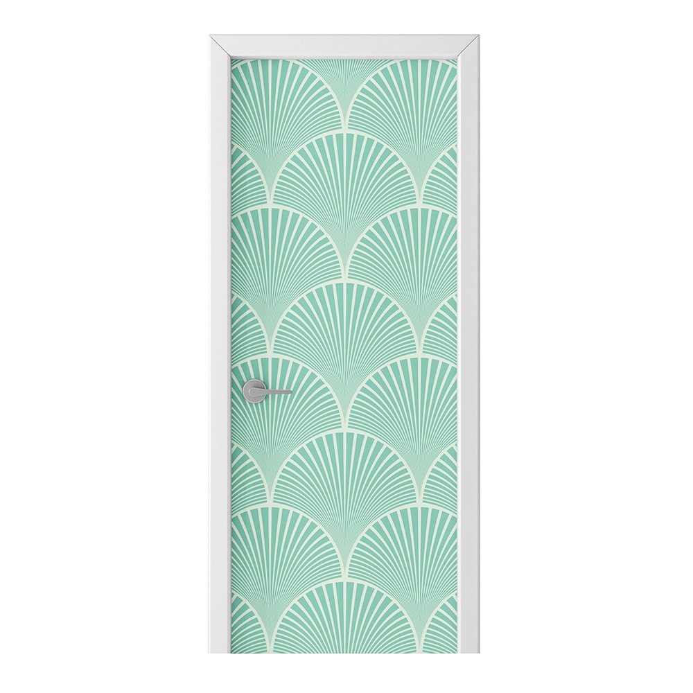 Naklejka na drzwi HOMEPRINT Turkusowo wzór Art Deco 95x205 cm ...