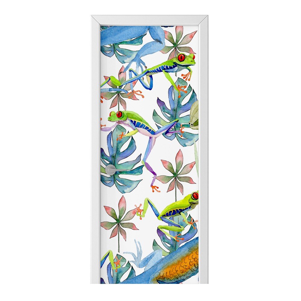 Naklejka na drzwi HOMEPRINT Żaba, liście monstera 95x205 cm - HOMEPRINT ...