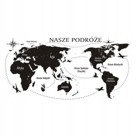 Naklejka na ścianę Mapa śwata 5 - Nasze podróże, 120x60 cm ...