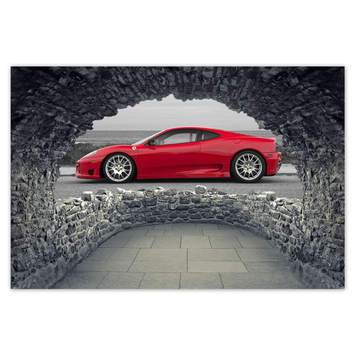 Naklejka ścienna 120x80 Czerwone ferrari na plaży - ZeSmakiem | Sklep EMPIK.COM