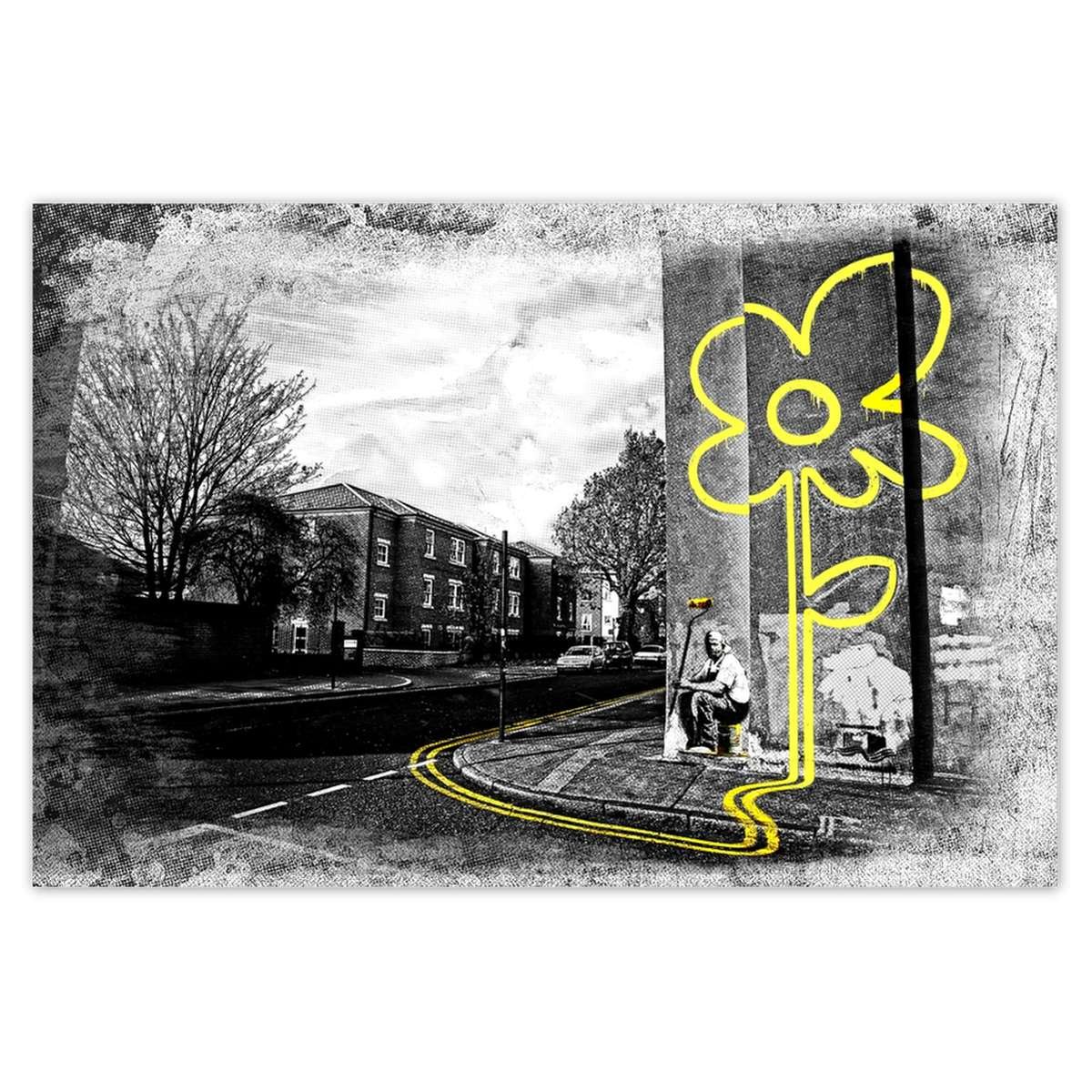 Naklejka ścienna 90x60 Banksy Żółty kwiatek - ZeSmakiem | Sklep EMPIK.COM