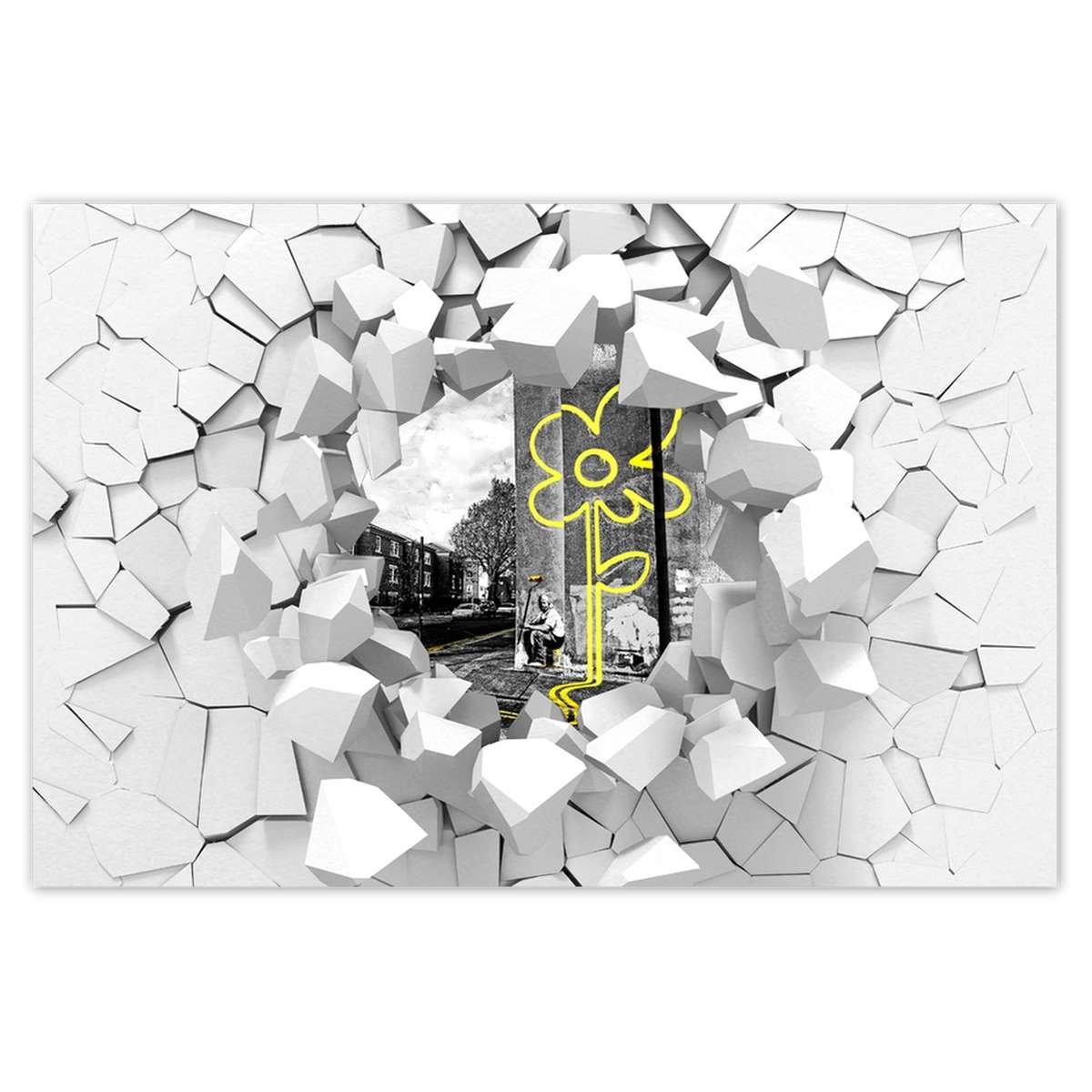 Naklejka ścienna 90x60 Banksy Żółty kwiatek - ZeSmakiem | Sklep EMPIK.COM