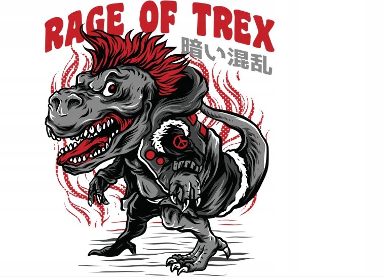 Naklejka Uv Wypukła Ozdobna DTF UV Aplikacja Wściekły Dinozaur T-rex ...