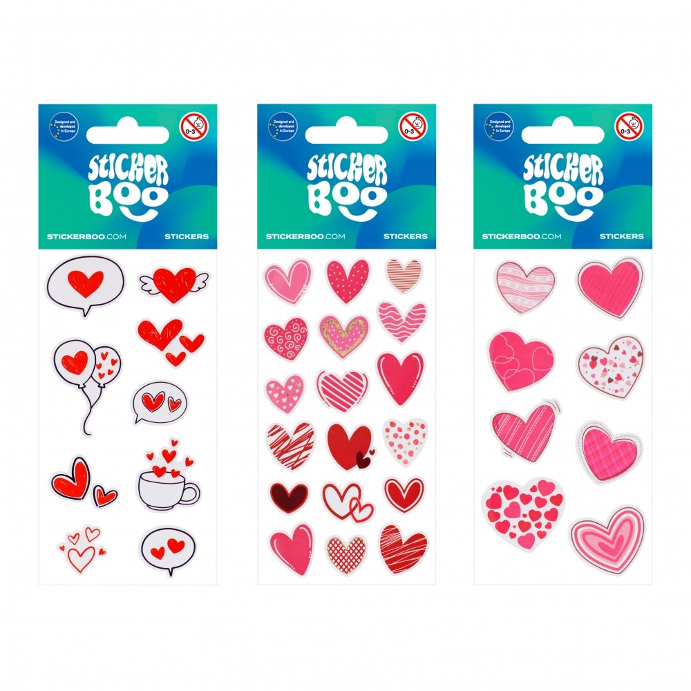 Naklejki 6x18 cm Serca Walentynki STICKERBOO 534613 - Sticker Boo ...