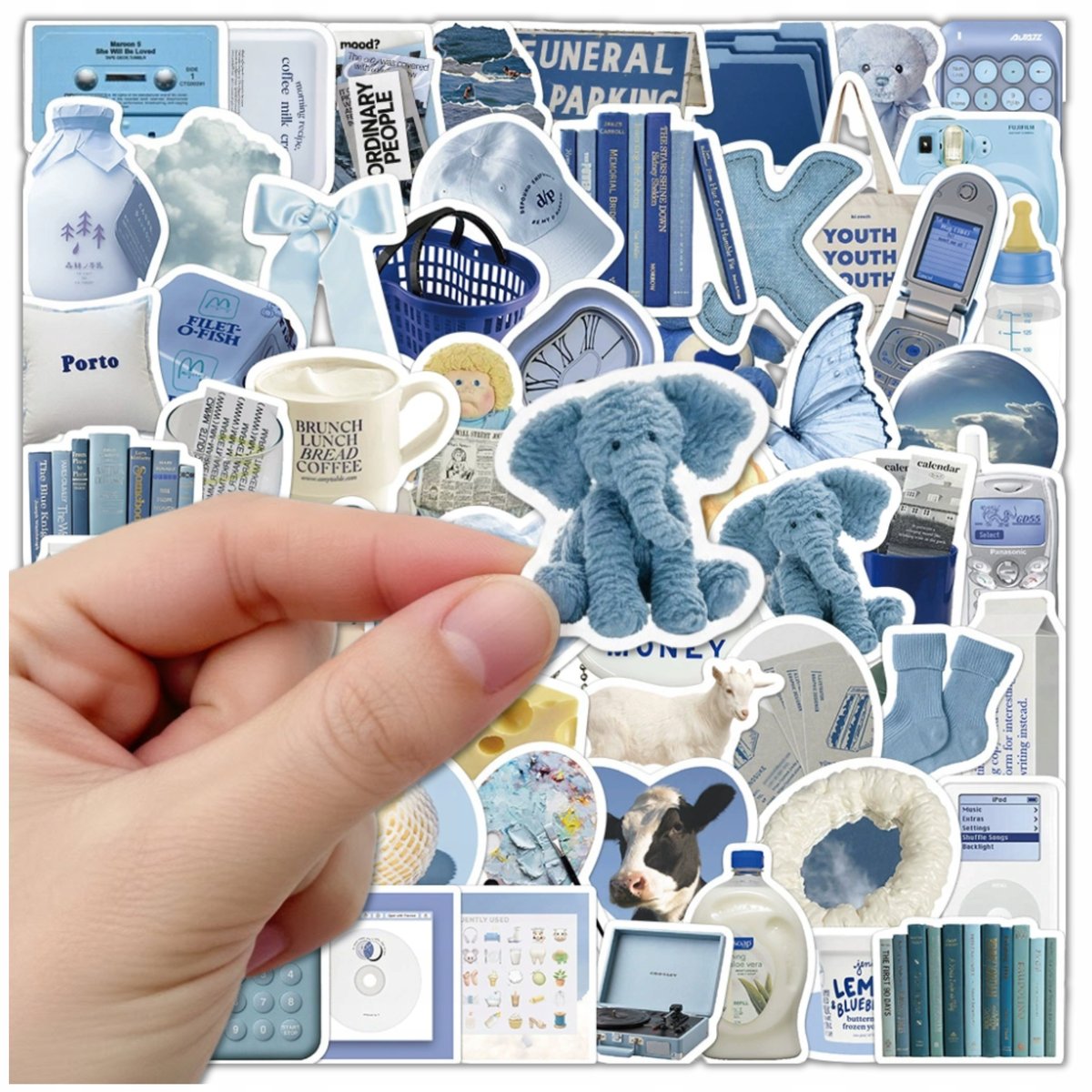 Naklejki blue aesthetic bluecore zestaw 60szt DIY dekoracja - Inna ...