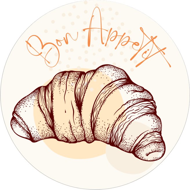 Naklejki Bon Apetit! Croissant 5cm / 60szt. - E-Plumeria | Sklep EMPIK.COM