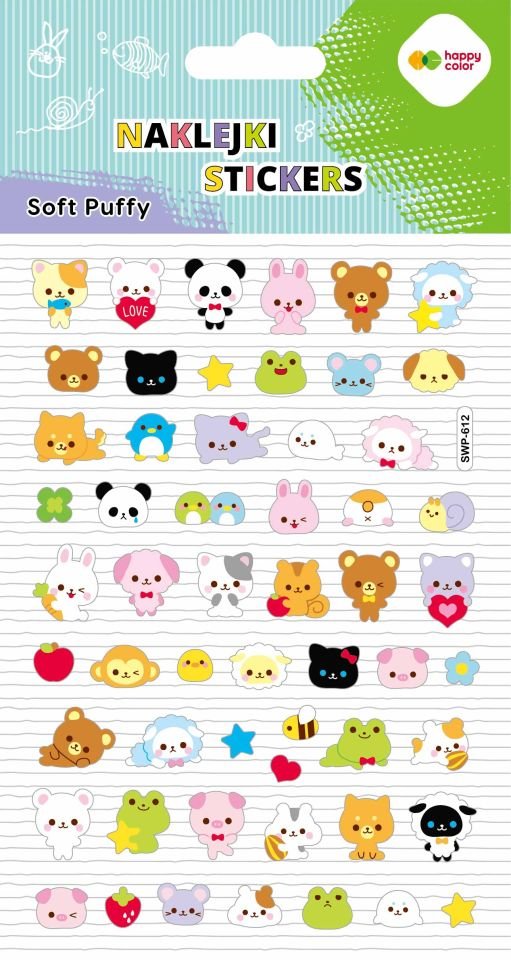 Naklejki dekoracyjne Soft Puffy 3D Animals Kawaii Happy Color - Happy ...