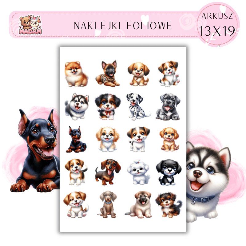 Naklejki Foliowe Bajkowe Słodkie Psy 13x19, Madam - Inna marka | Sklep ...