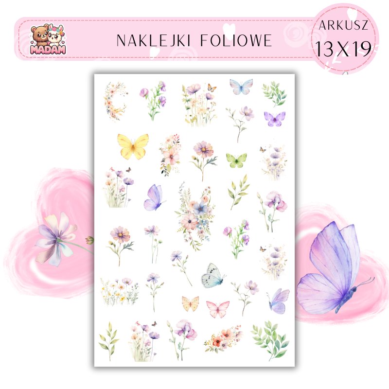 Naklejki Foliowe Wiosna Kwiaty Motyle 13x19, Madam - Inna marka | Sklep ...