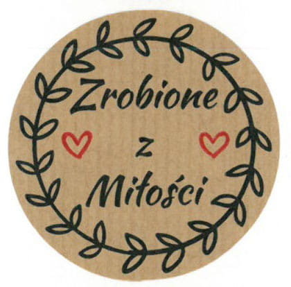 Naklejki kraft ZROBIONE Z MIŁOŚCI 4,5cm / 24szt. - E-Plumeria | Sklep ...