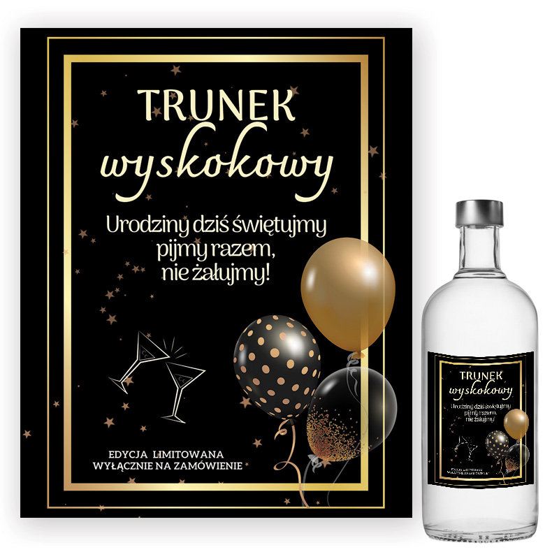 Naklejki na Butelki na Urodziny Czarne Balony Trunek Wyskokowy - 10 ...