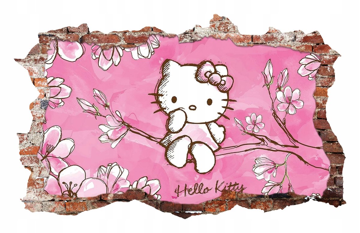 Naklejki na ścianę Hello Kitty Kotek fototapeta 3D Dziura 115x75 cm #2 ...