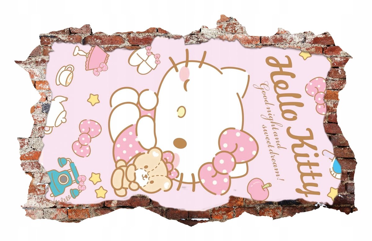 Naklejki na ścianę Hello Kitty Kotek fototapeta 3D Dziura 115x75 cm #6 ...