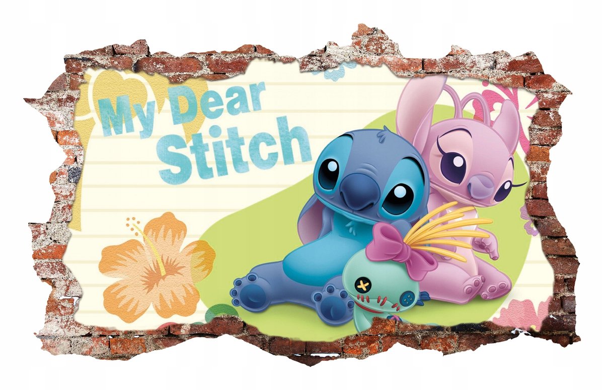 Naklejki na ścianę LILO I STICH Stitch fototapeta 3D Dziura 115x75 cm ...