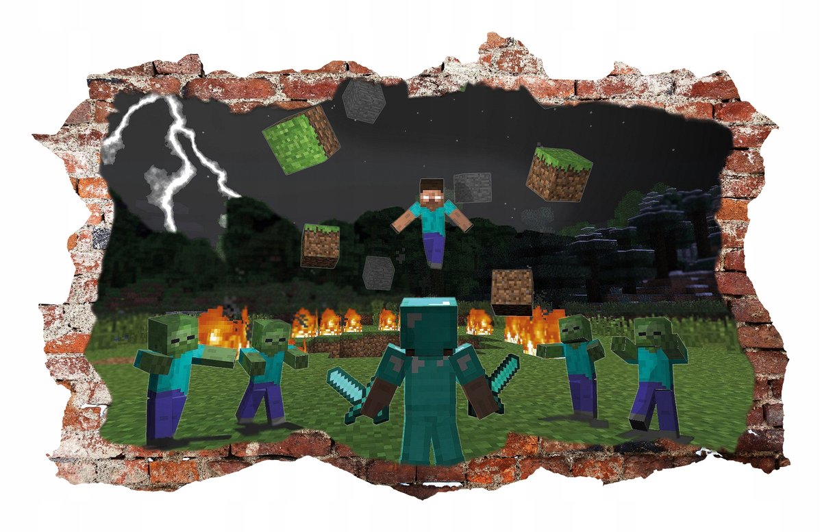 Naklejki na ścianę Minecraft Gra Postacie Creeper Naklejka XXL 70x46 cm ...