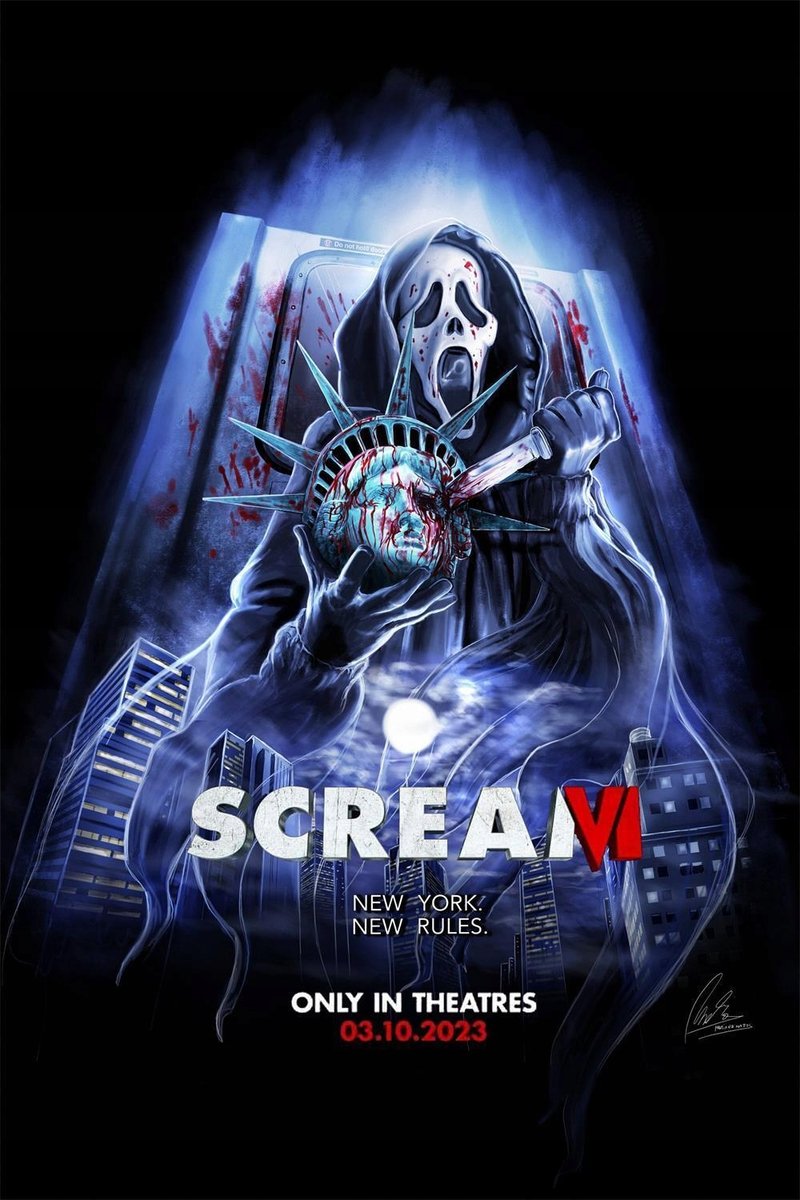 Naklejki na ścianę Naklejka filmowy SCREAM VI 2023 Krzyk VI 6 100x70 10 ...
