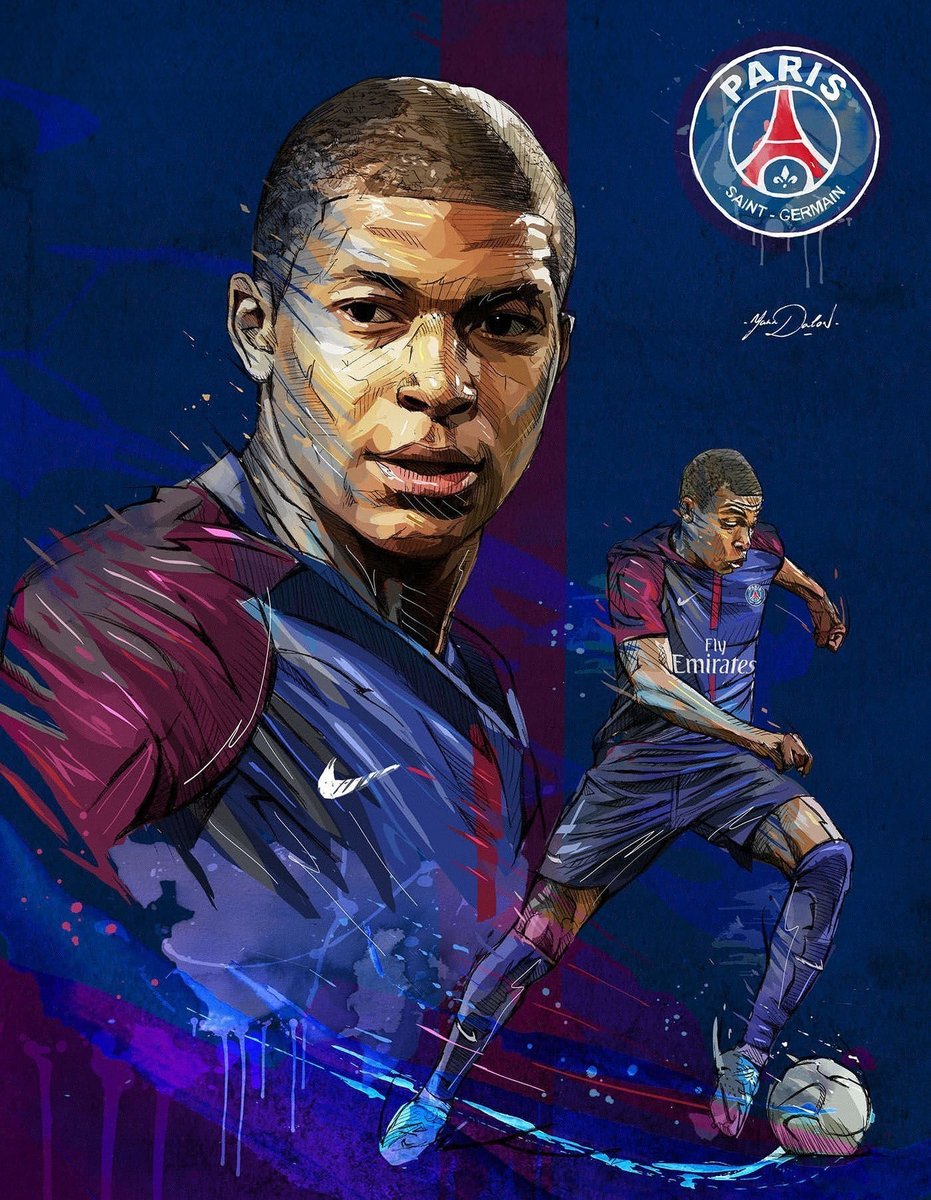 Naklejki na ścianę Naklejka Kylian Mbappe PSG Paris Saint-Germai 100x70 ...