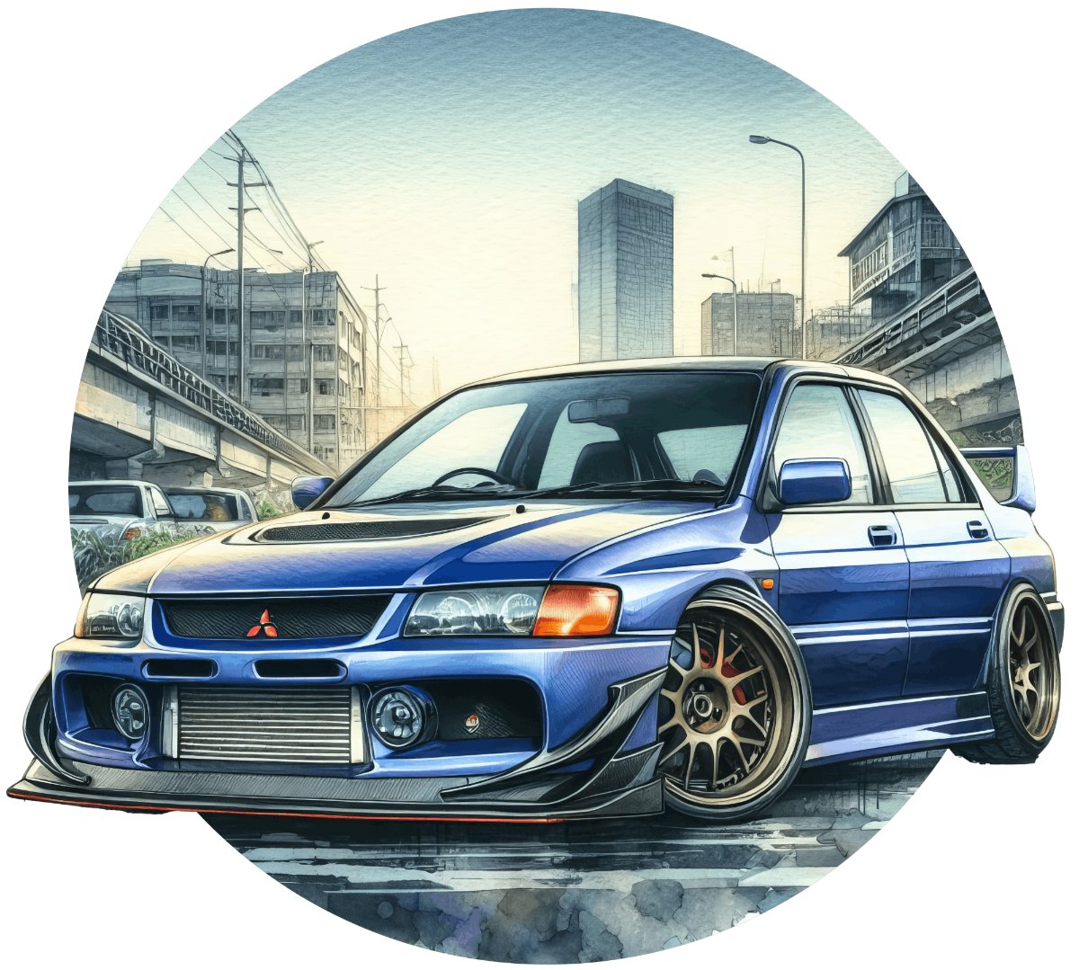 Naklejki na ścianę okrągła auto samochód Mitsubishi Lancer Evolution ...
