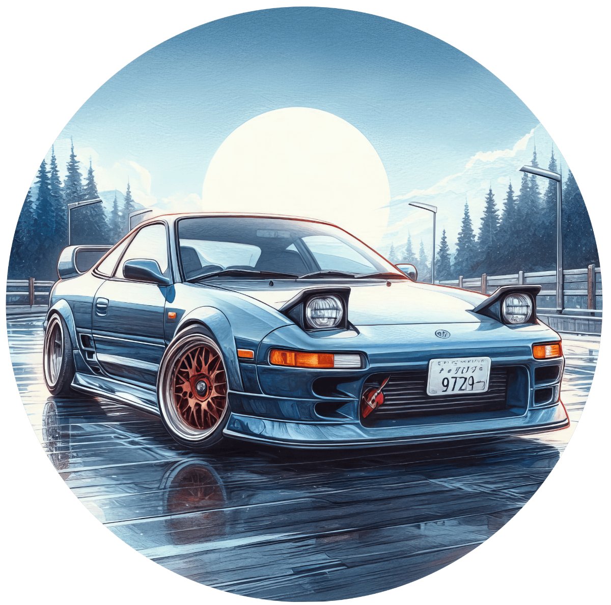 Naklejki na ścianę okrągła auto samochód Toyota MR2 drift tuning DWN 35 ...