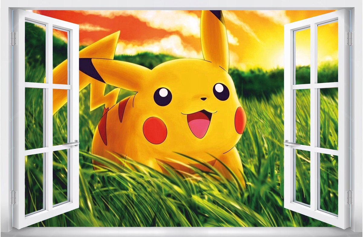 Naklejki na ścianę Pikachu Pokemon Go Pikaczu Naklejka XXL 115x75 cm ...