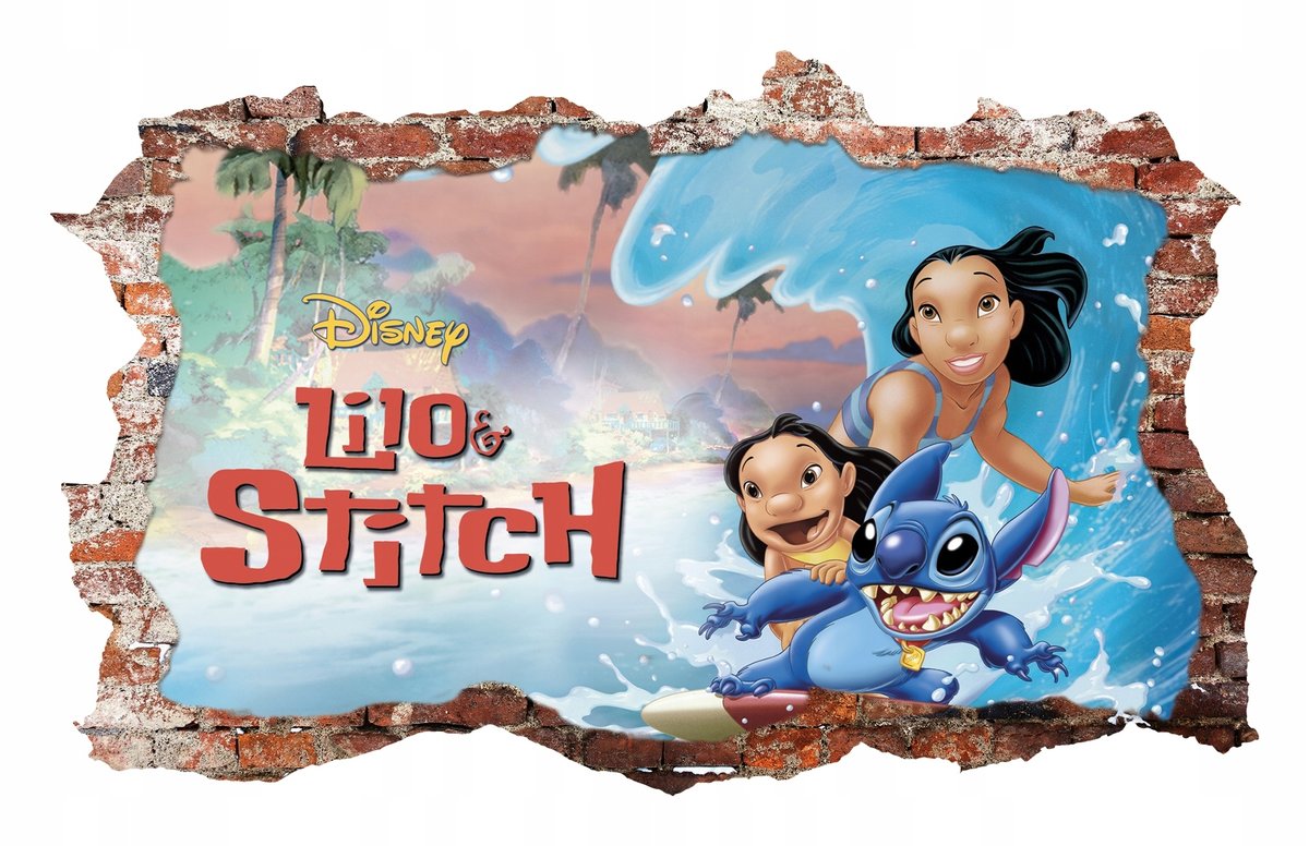 Naklejki na ścianę Stich Stitch DUŻA XXL LILO I STICH Bajka 70x46 cm ...