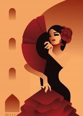 Naklejki na ścianę Tancerka Flamenco Hiszpania Vintage 90x60 5 - Atram ...
