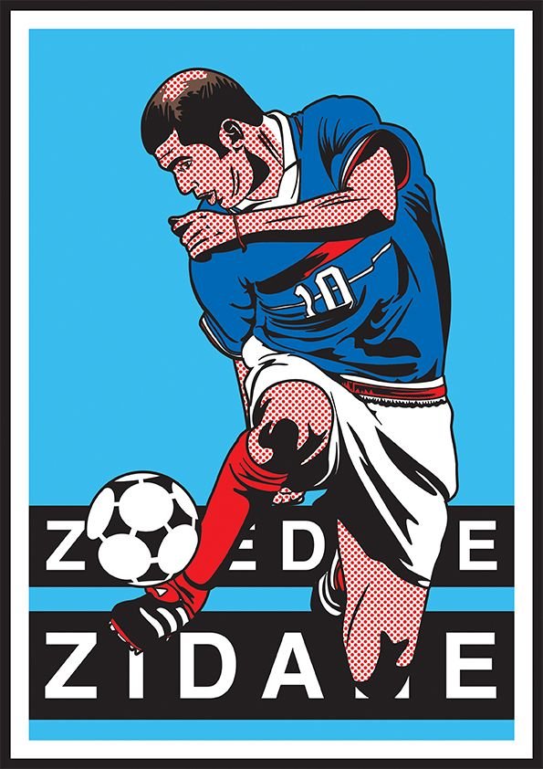 Naklejki na ścianę Zinedine Zidane Vintage Foto 91,5x61 cm #37 - Atram ...